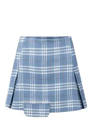PCFG Linen Blend Pleated Mini Skirt - Blue