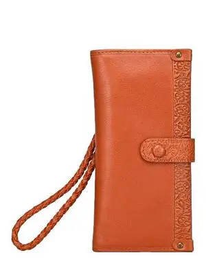OLD TREND Iris Genuine Leather Rfid Wristlet Clutch - Cognac
