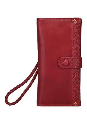 OLD TREND Iris Genuine Leather Rfid Wristlet Clutch - Maroon