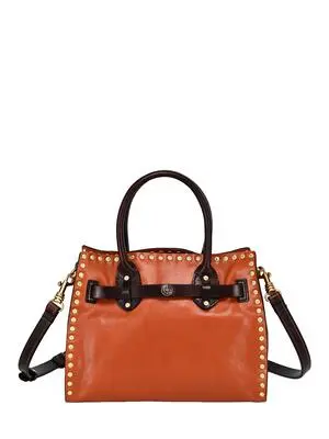 OLD TREND Westland Genuine Leather Studded Mini Tote - Caramel
