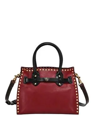 OLD TREND Westland Genuine Leather Studded Mini Tote Maroon