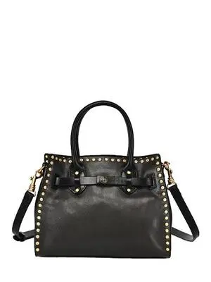 OLD TREND Westland Genuine Leather Studded Mini Tote - Slate