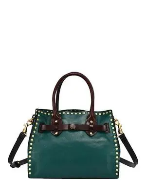 OLD TREND Westland Genuine Leather Studded Mini Tote - Teal