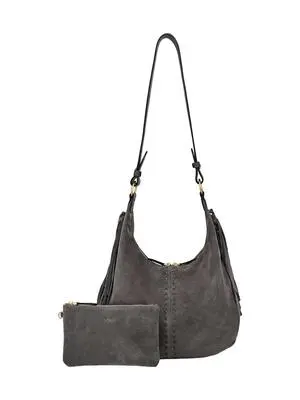 OLD TREND Leather Suede Heritage Shoulder Bag - Slate