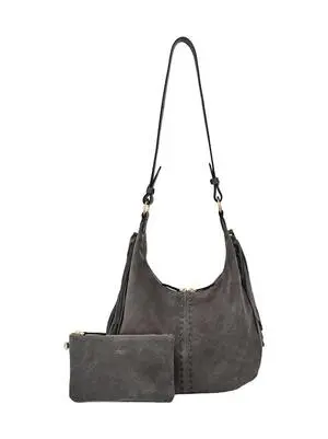 OLD TREND Leather Suede Heritage Shoulder Bag - Slate