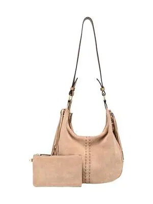 OLD TREND Leather Suede Heritage Shoulder Bag Tan