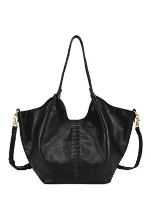OLD TREND Magnolia Genuine Leather Handwoven Convertible Tote Black
