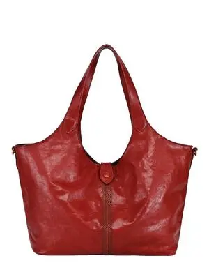 OLD TREND Marigold Genuine Leather Carryall Tote - Burgundy