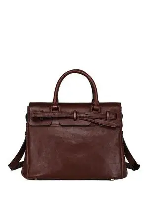 OLD TREND OLD TREND Wishbone Genuine Leather Structured Heritage Satchel Brown