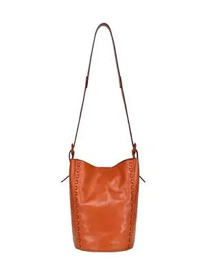 OLD TREND Juniper Genuine Leather Woven Barrel Crossbody Bag - Cognac