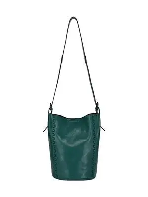 OLD TREND Juniper Genuine Leather Woven Barrel Crossbody Bag - Teal