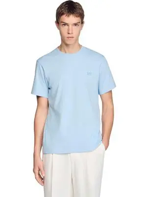 Sandro T-shirt With Double S Patch - Sky Blue