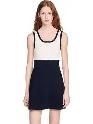 Sandro Two-tone Knit Mini Dress - Black