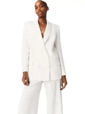 Maje Double-breasted Pinstripe Suit Jacket - White