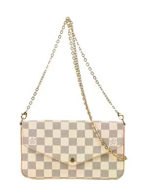 LOUIS VUITTON Pochette Félicie Damier Azur Crossbody Bag - White