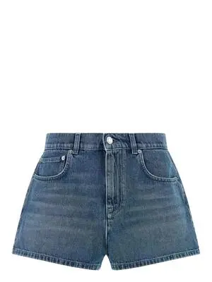 Moschino Heart-embroidered Denim Shorts - Blue