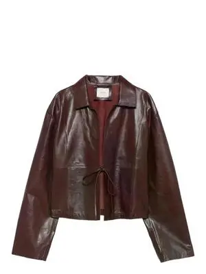 ALYSI Tie-fastening Leather Jacket - Purple