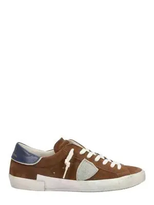 Philippe Model PRSX Shield-Shape Appliqué Sneakers Brown