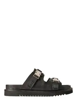 Fusalp Leather Double Strap Buckle Sandals - Black