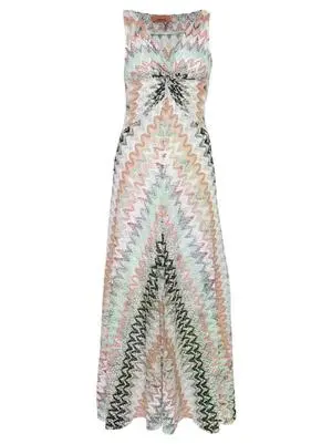 Missoni Missoni Sleeveless Zigzag Maxi Dress Neutrals