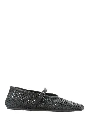 PANTANETTI Woven Buckle Strap Ballet Flats - Black