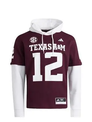 Adidas Jersey Hoodie - Texas A&m Team Maroon White