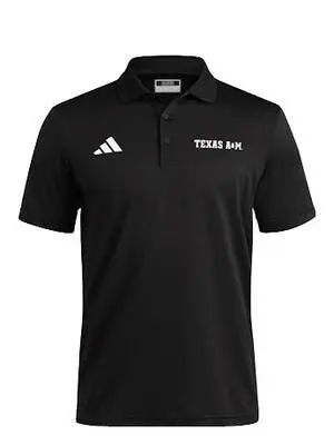 Adidas Aggies Coaches Ottoman Polo Shirt - Texas A&m Black White