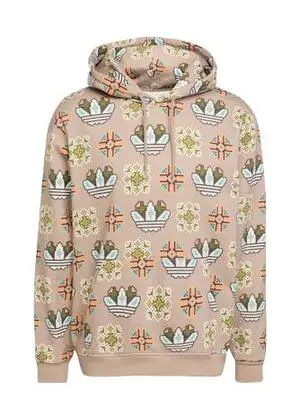 Adidas Loose Fit Allover Print Hoodie - Trace Khaki
