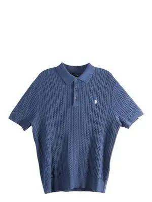 Polo Ralph Lauren Featherweight Cable-knit Polo - Rustic Navy Blue Heather