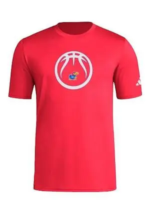 Adidas Jayhawks Short Sleeve Pregame Tee Shirt - Kansas Team Power Red