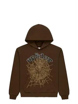 SP5DER Rhinestone Og Web Hoodie - Brown