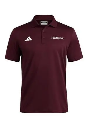 Adidas Aggies Coaches Ottoman Polo Shirt - Texas A&m Team Maroon White