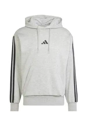 Adidas Essentials 3-stripes Fleece Hoodie - Medium Grey Heather Black