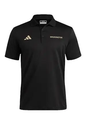 Adidas Huskies Coaches Ottoman Polo Shirt - Washington Black Team Sand
