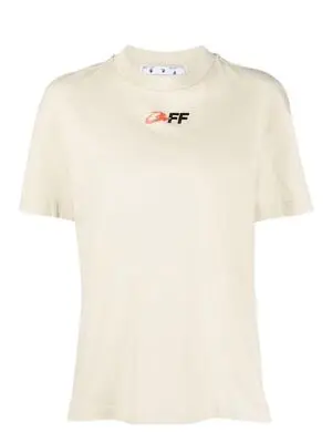 Off-White Graphicprint Cotton T-shirt - Beige/black