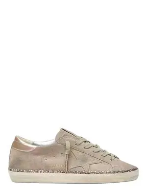GOLDEN GOOSE Golden Goose Super-Star Glitter-Star Leather Sneakers Neutrals