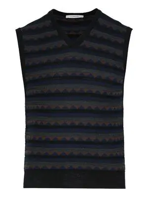 LEMAIRE V-neck Jacquard Vest - Black