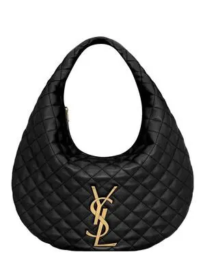 Saint Laurent Quilted Leather Hobo Bag - Black
