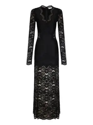 Rabanne Long Lace Dress - Black