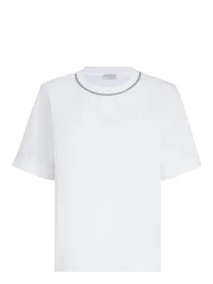 Brunello Cucinelli Cotton Beaded T-shirt - White