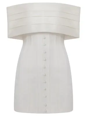 Ila Solene Lace Mini Dress With Silk Tuxedo Collar - White