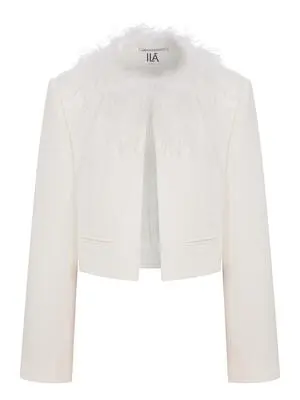 ILA Feather-Detail Crop Jacket