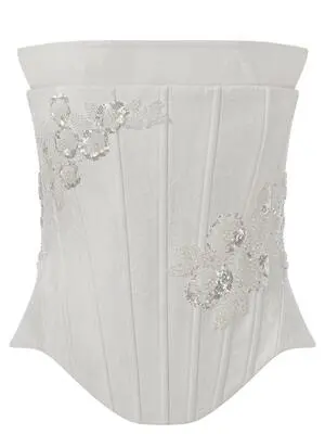 Ila Glynn Jacquard Lace-up Corset - White