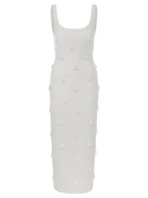 Ila Penn Hand-embroidered Midi Dress - White