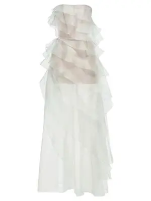 MONTSAND Tiered Strapless Maxi Dress - Light Wash