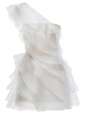 MONTSAND One-shoulder Ruffled Mini Dress - Grey