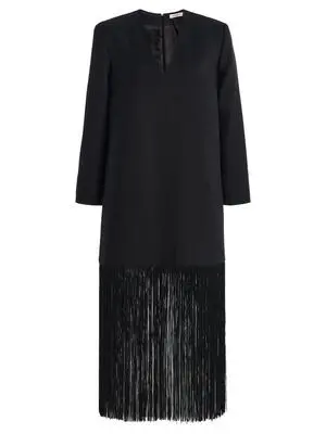 BY MALENE BIRGER Mella Fringed Virgin-wool Midi Dress - Black