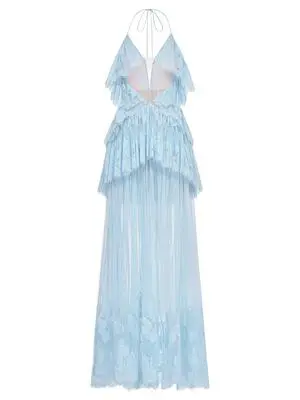 MONTSAND Tiered Mesh Maxi Dress - Blue