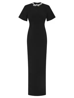 Rachel Gilbert Dovetta Embellished Column Gown - Black