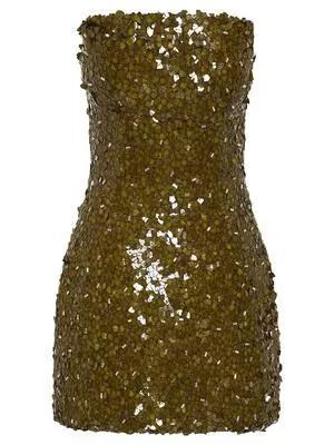 Rachel Gilbert Karter Tulle Mini Dress - Olive